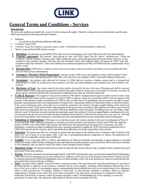 Terms & Conditions | Link Engineering